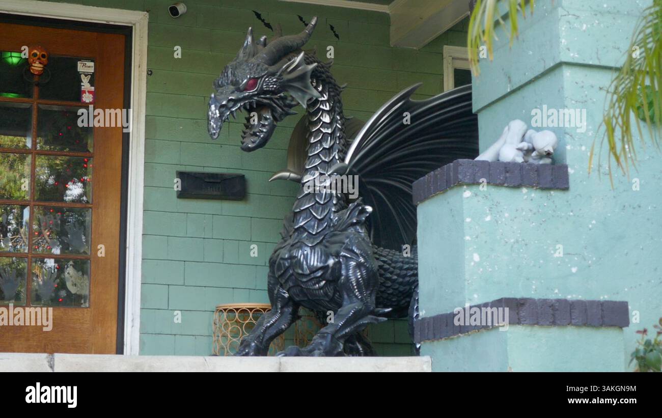 Los Angeles, California, USA 10th April 2025 Dragon Halloween Display ...
