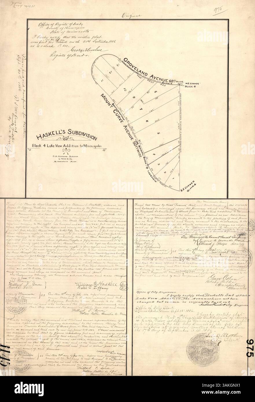 A map illustrating Haskell's Subdivision of Block 4 in the Lake View ...