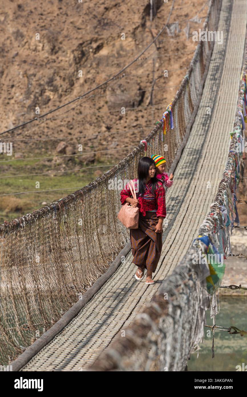 February 17, 2015 - Punakha, Punakha Province, Bhutan - A mother with ...