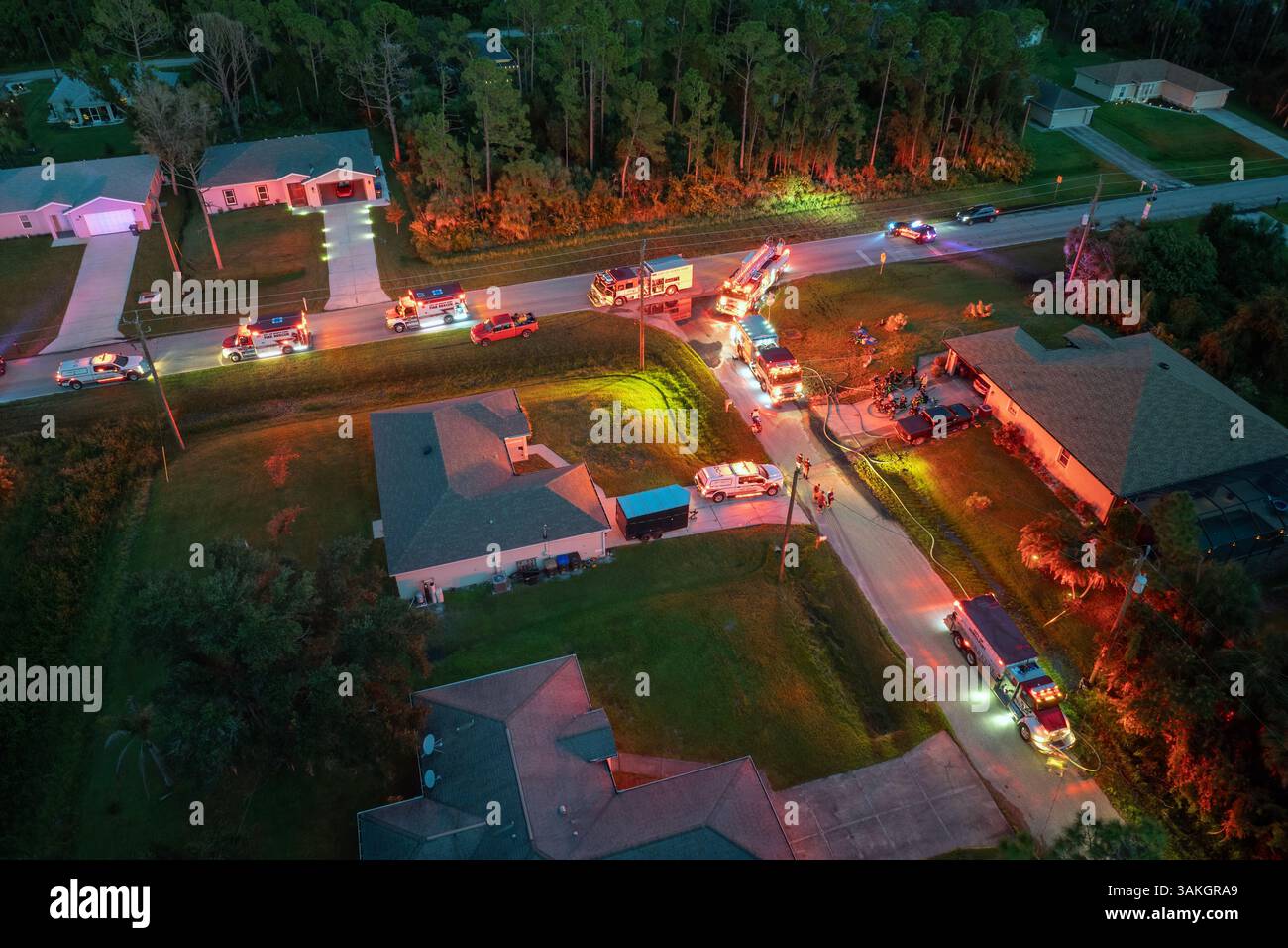 First responders at potential fire hazard at Florida home. Firefighter ...
