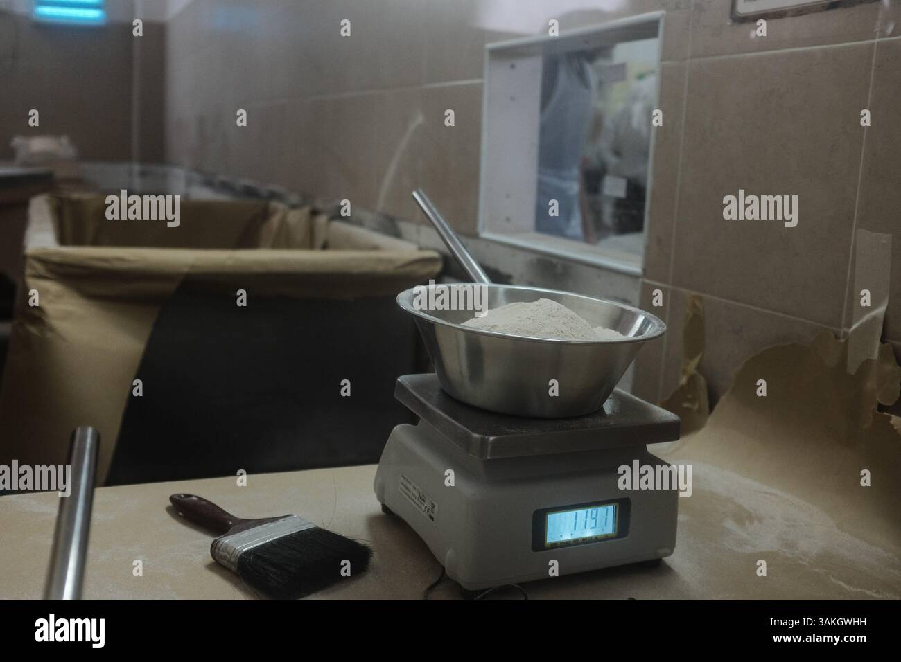 April 3, 2017 - Kfar Chabad, Israel - Men prepare hand made matzah in ...