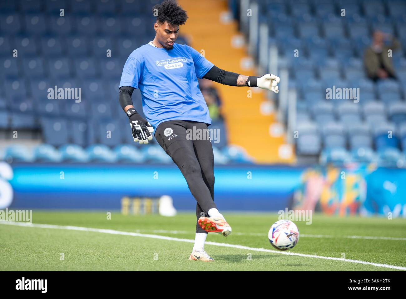Corey Addai #34 (GK) of Stockport County F.C. warming up during the Sky ...