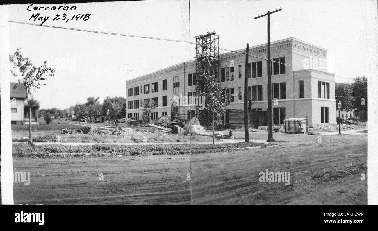 This image shows the Corcoran School Addition during its construction ...