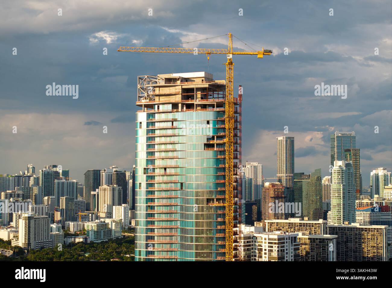 Skyscraper construction in Miami, Florida. USA real estate development ...