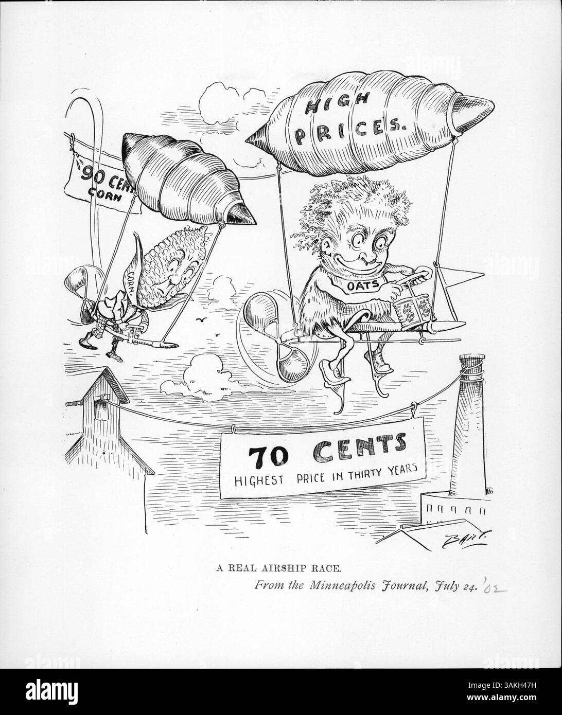 This image illustrates a blimp race between 'Oats,' which is leading ...