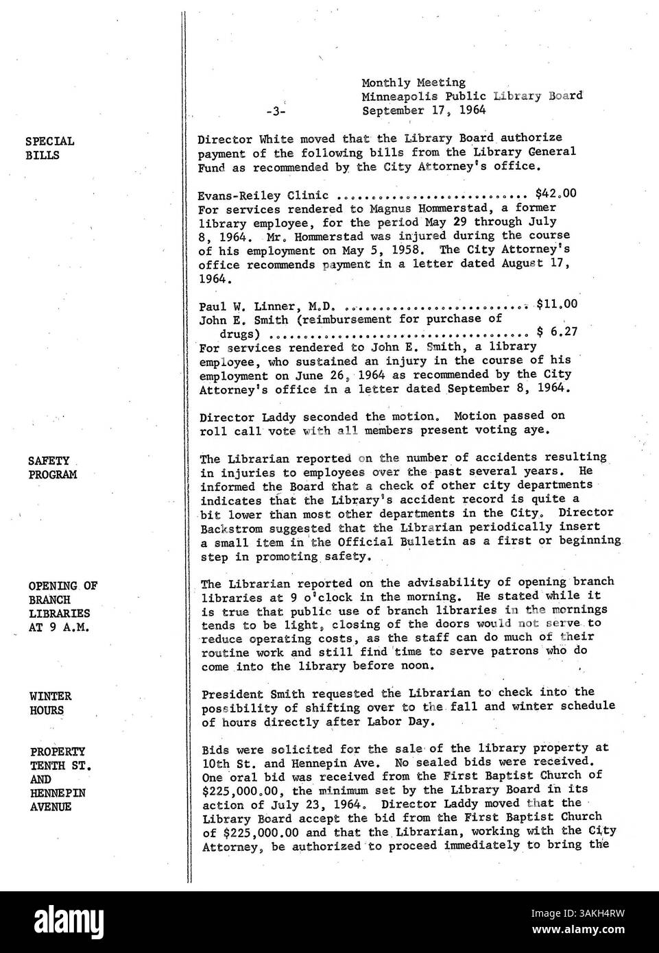 The 1964 meeting minutes for the Minneapolis Public Library Board of ...
