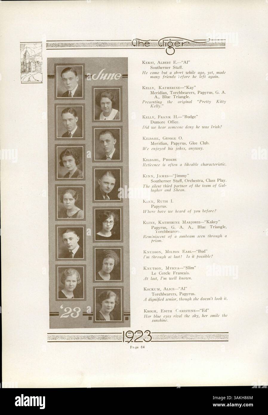 The 1923 'Tiger' yearbook from South High School reflects the student ...
