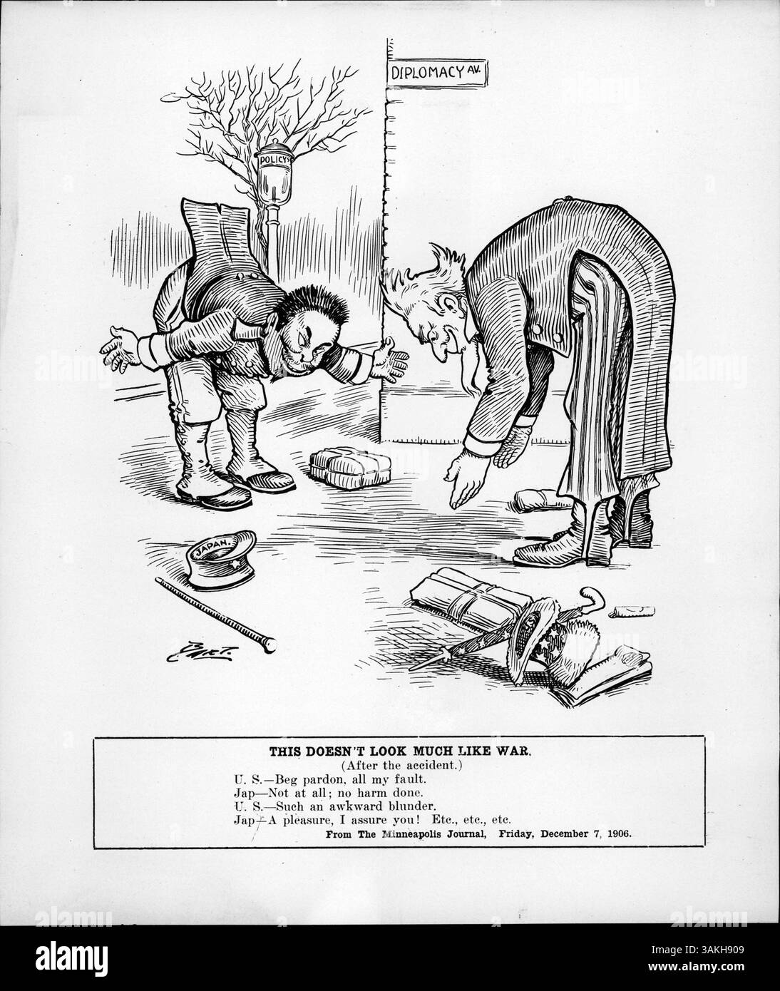 Uncle Sam and Japan engage in a diplomatic exchange following Japan's ...