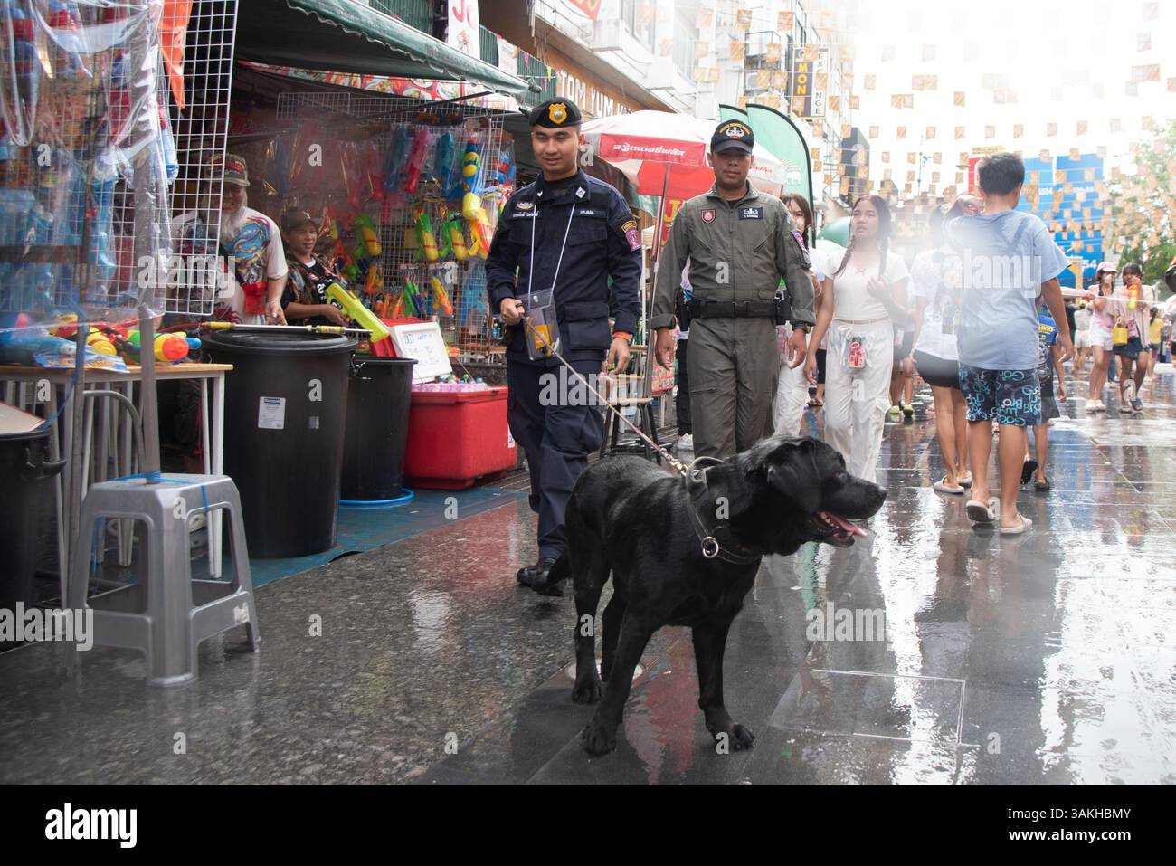 Bangkok, Thailand. 12th Apr, 2025. A Dog K9 and Their Handlers, taking ...