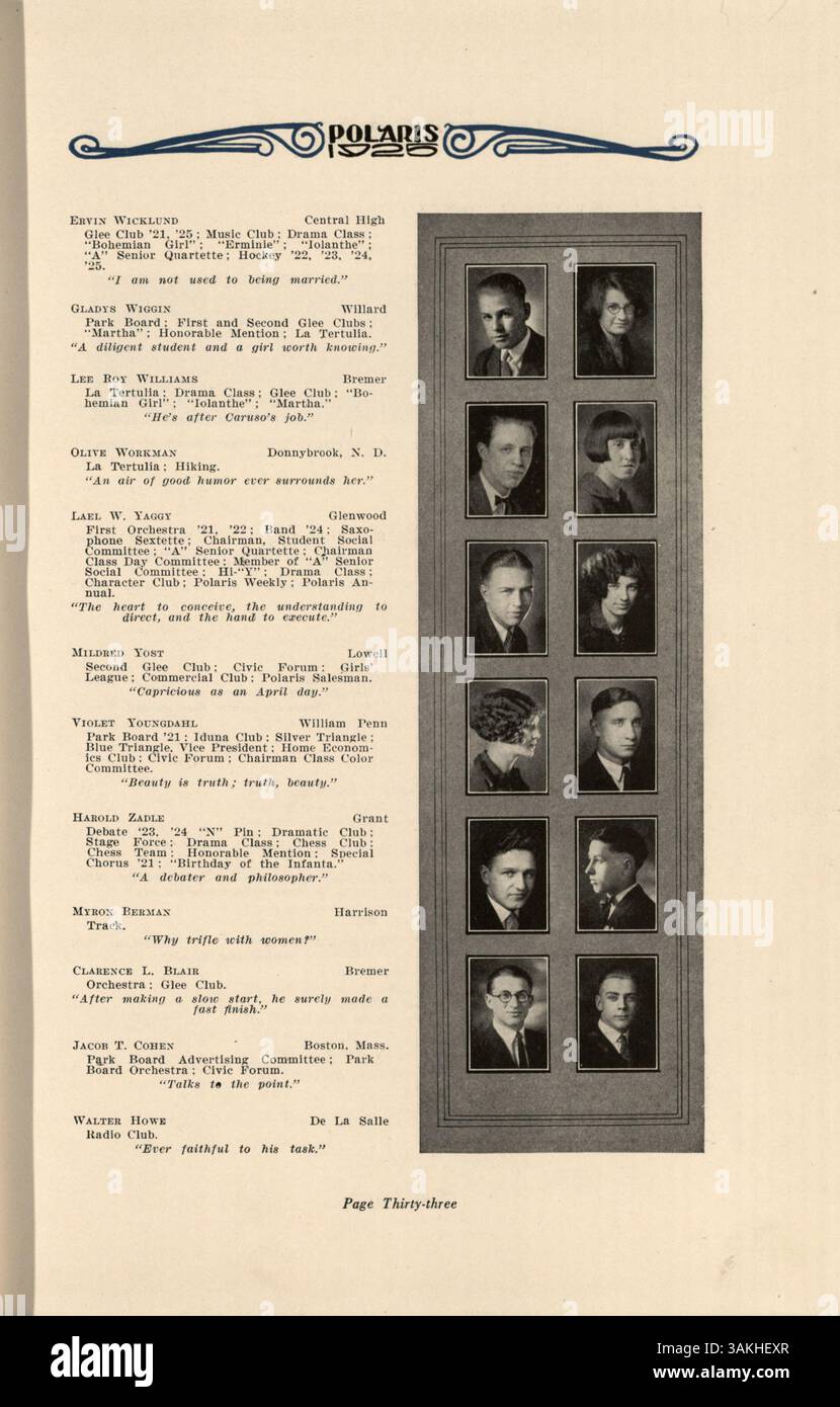 The 1925 'Polaris' yearbook from North High School documents the major ...