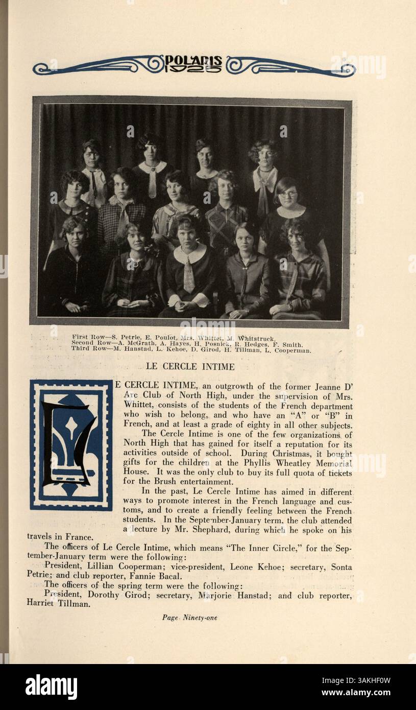 The 1925 'Polaris' yearbook from North High School records significant ...