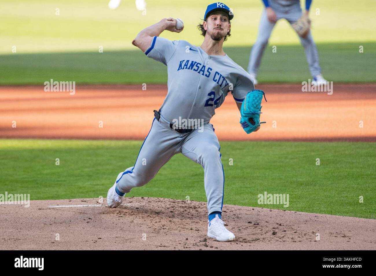 Kansas City Royals staring pitcher Michael Lorenzen delivers against ...