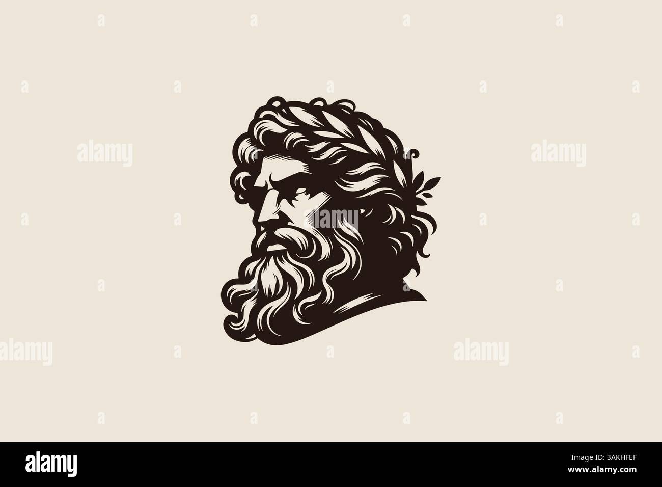 Zeus Face Logo Ancient God from Greek Mythology Man Beard Laurel ...