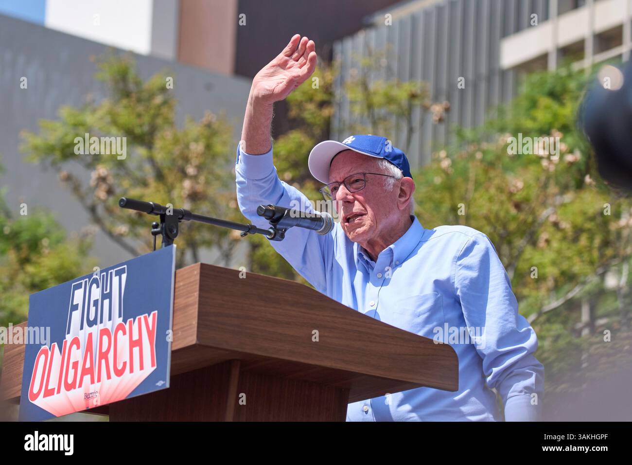 Sen. Bernie Sanders, I-Vt., waves to the crowd during a "Fighting ...
