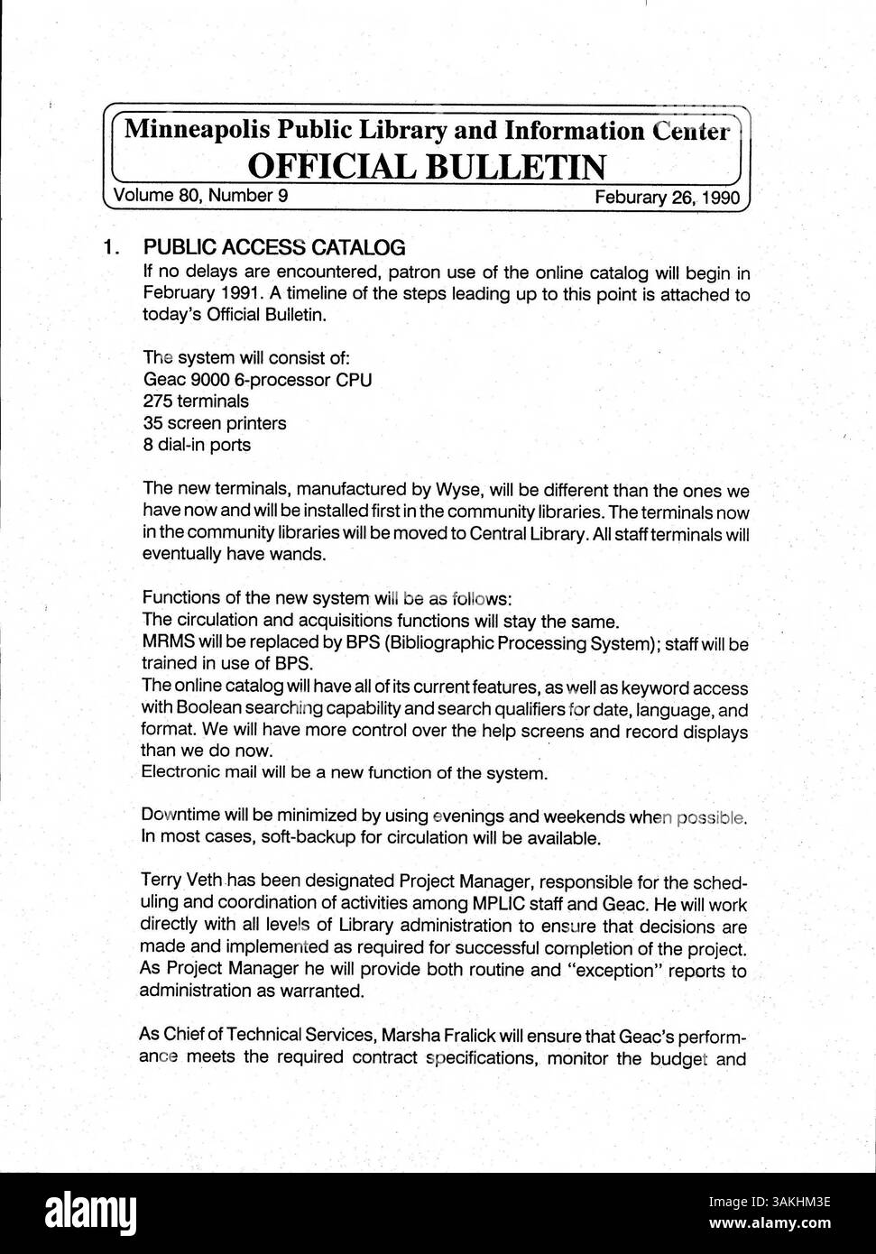 The 1990 Minneapolis Public Library Official Bulletin offers weekly ...