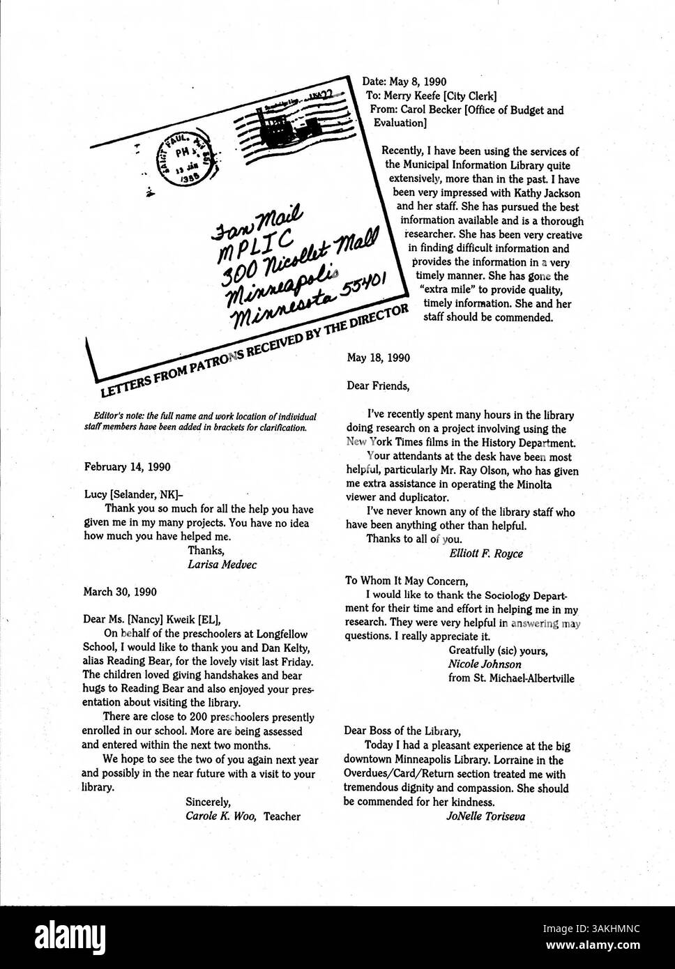 This 1990 bulletin for employees of the Minneapolis Public Library ...
