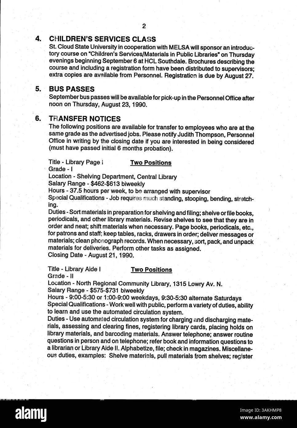 This 1990 Minneapolis Public Library Official Bulletin is a weekly ...