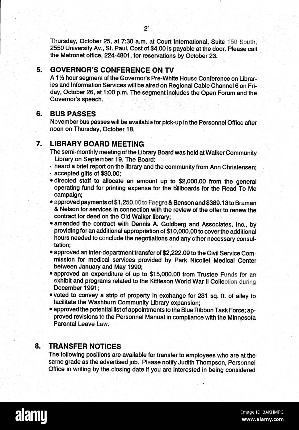 The 1990 Minneapolis Public Library Official Bulletin provides weekly ...