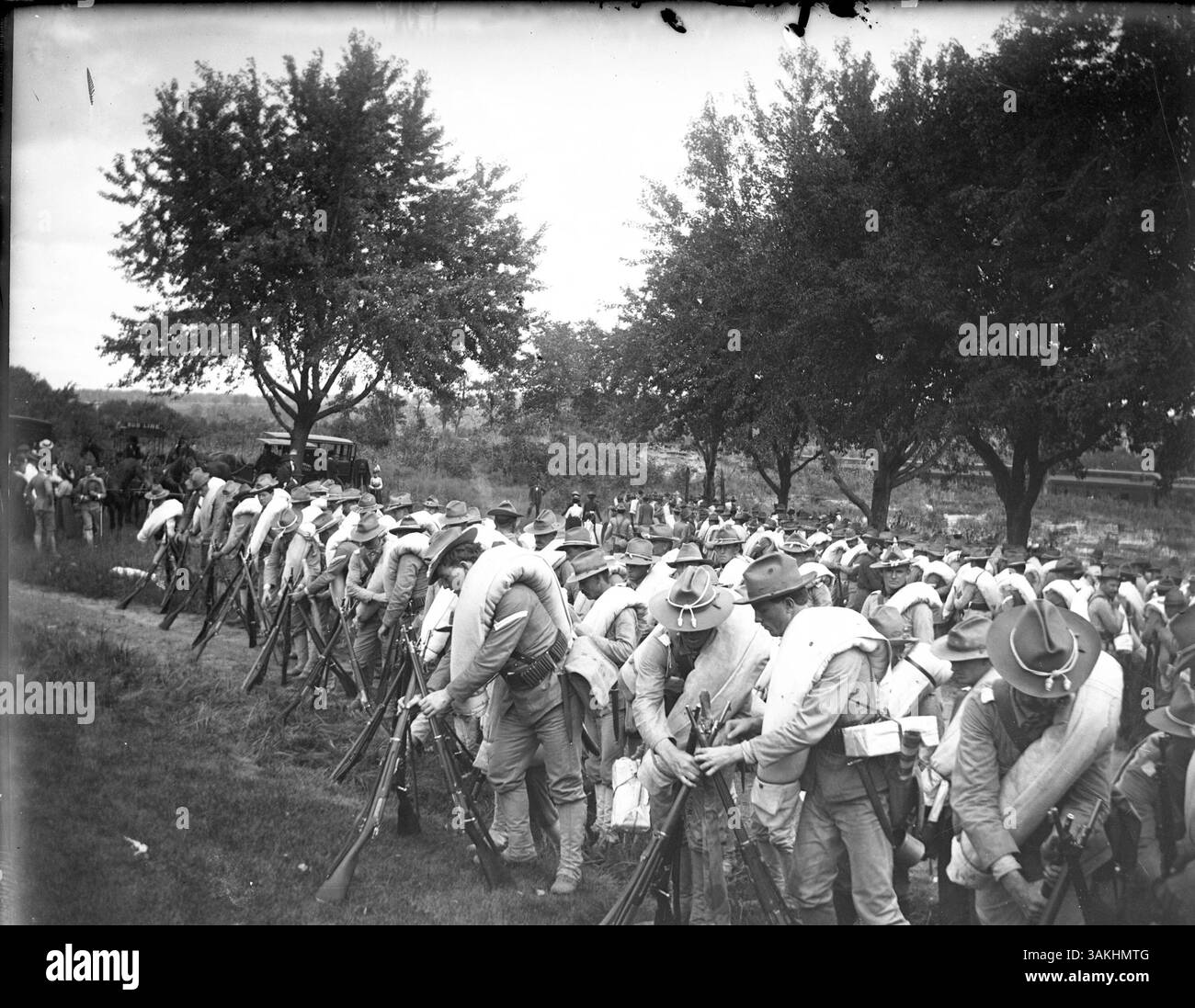 This photograph captures the 8th Infantry preparing to depart from Fort ...