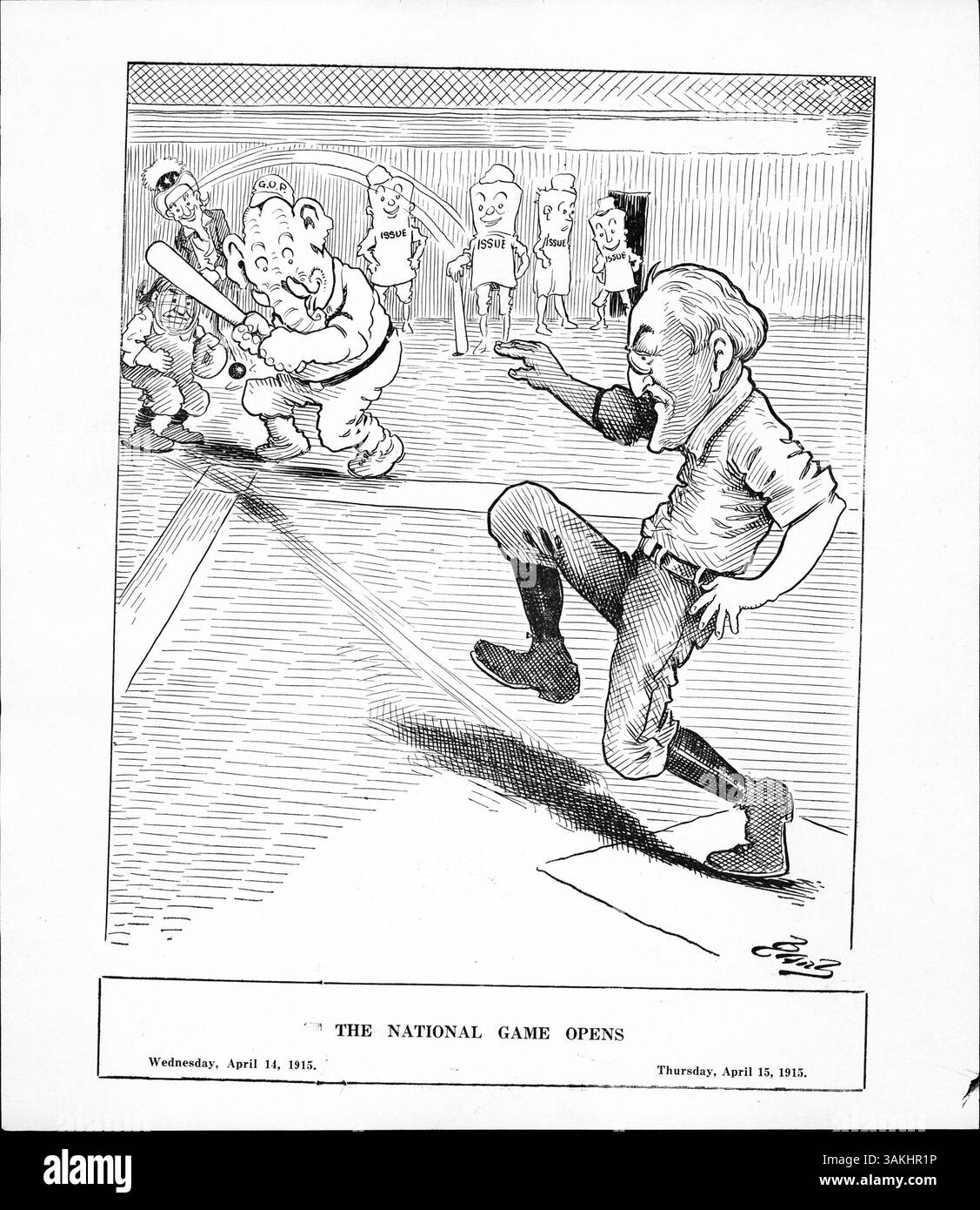 In this 1915 political cartoon, President Wilson pitches to the G.O.P ...