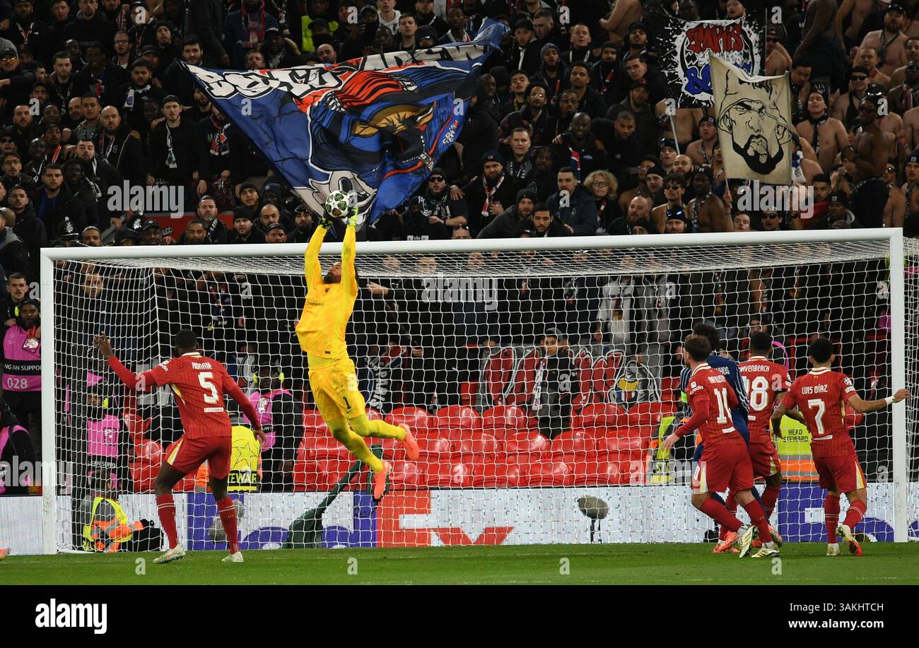Alisson Becker in action during the UEFA 2024 Champions League group 16 ...
