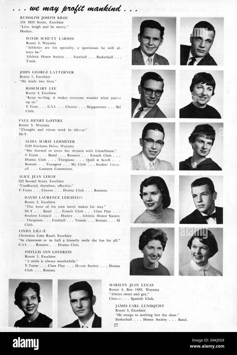 The 1959 Voyageur yearbook from Minnetonka High School captures the ...