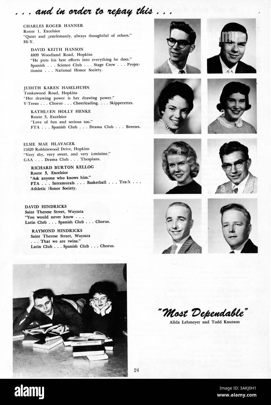 The 1959 Voyageur yearbook from Minnetonka High School captures the ...