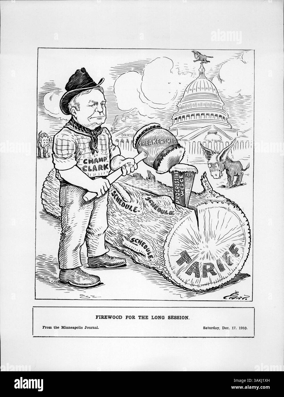 A political cartoon depicting Champ Clark, prospective Speaker of the ...