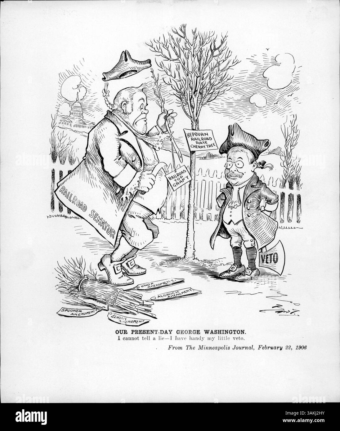 This political cartoon, titled 'Our Present-Day George Washington ...