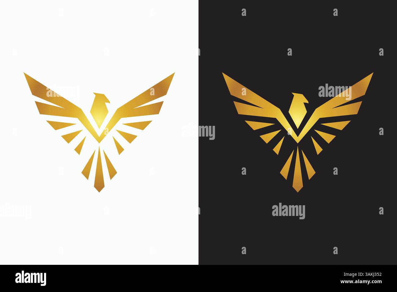 Phoenix Logo Gold Elegance Premium Abstract Silhouette Eagle Falcon ...