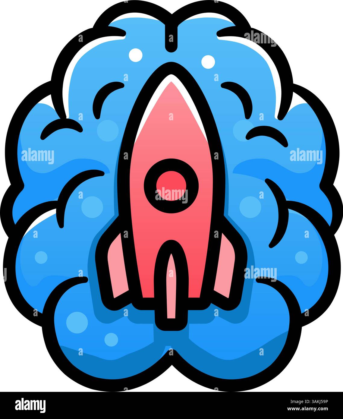 A icon design merging a human brain with a spaceship, representing ...