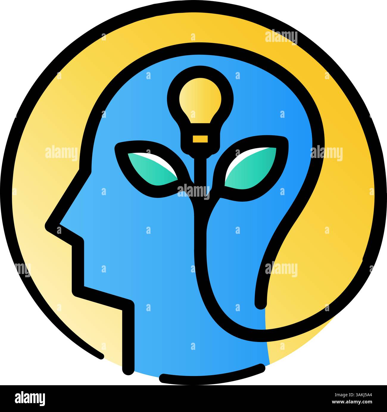 Icon blending a human head with nature elements representing eco ...