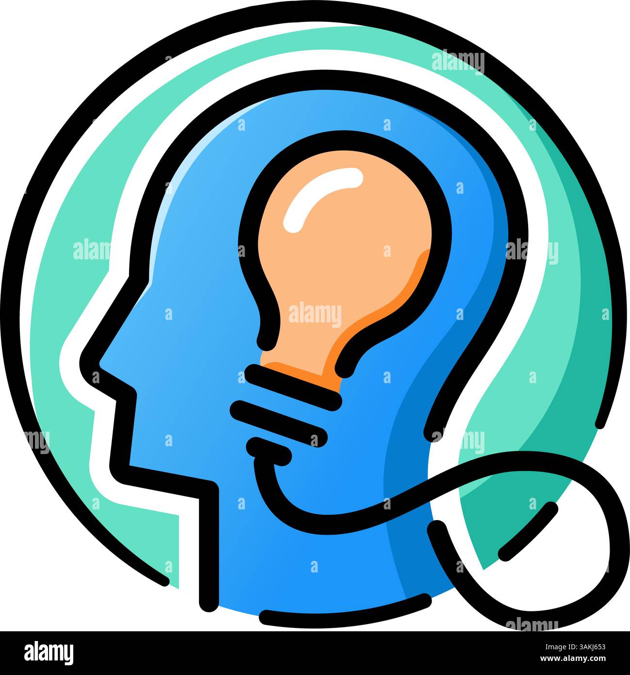 Head with gear icon. Symbols Logo of forward thinking, intelligence ...