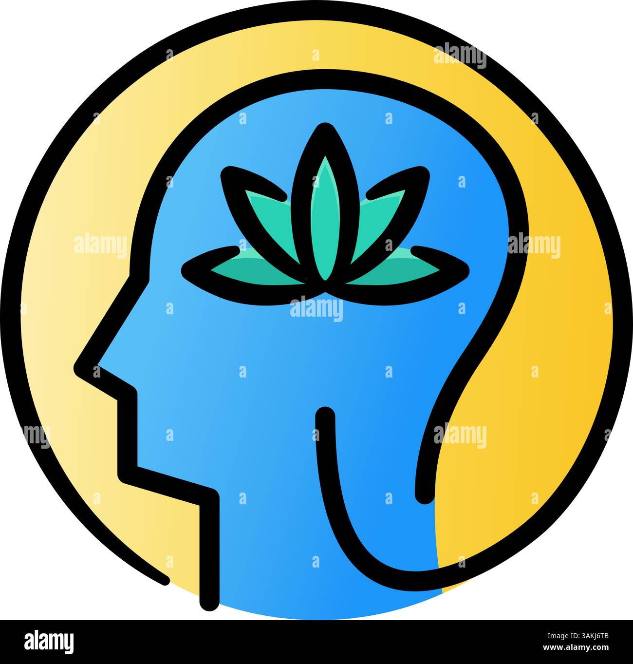 A icon of a brain with lotus design, symbolizing meditation, mental ...
