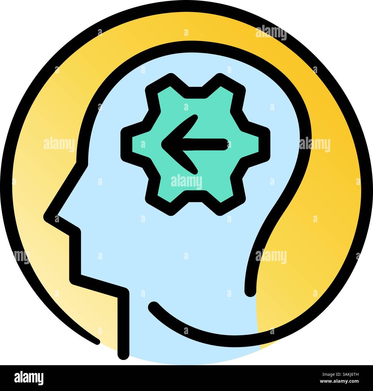 Head with gear icon. Symbols of forward thinking, intelligence ...