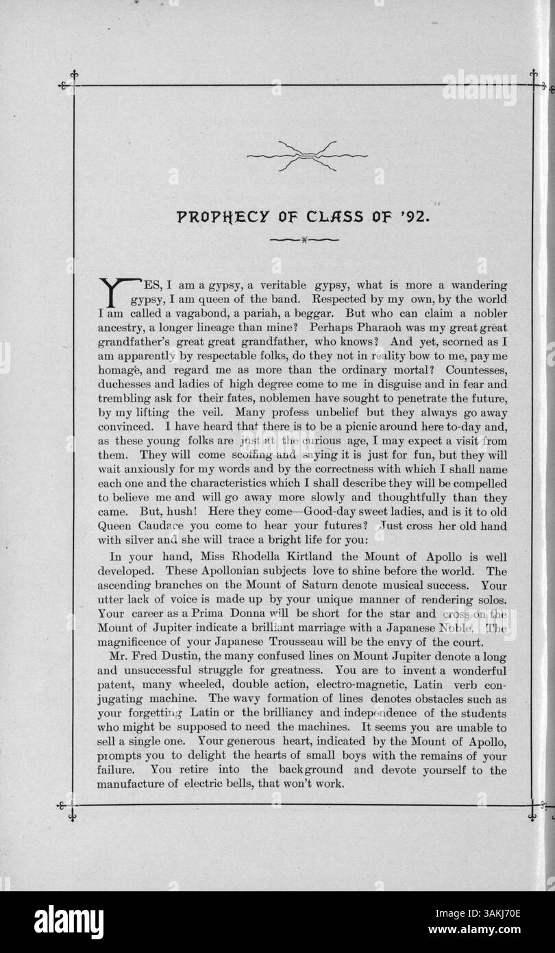 The 1892 South High Yearbook contains a list of students and teachers ...