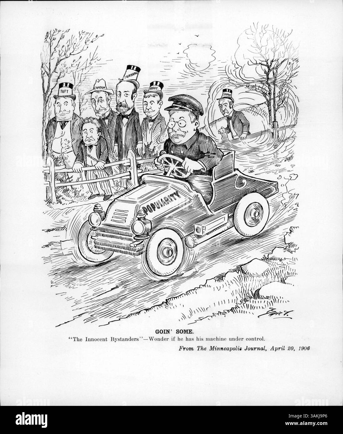 This political cartoon depicts President Roosevelt driving the ...