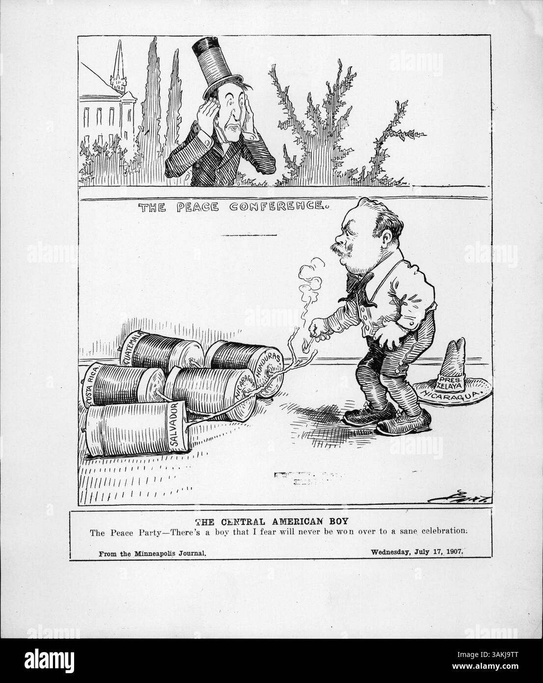 The 1900s political cartoon portrays President Zelaya of Nicaragua ...