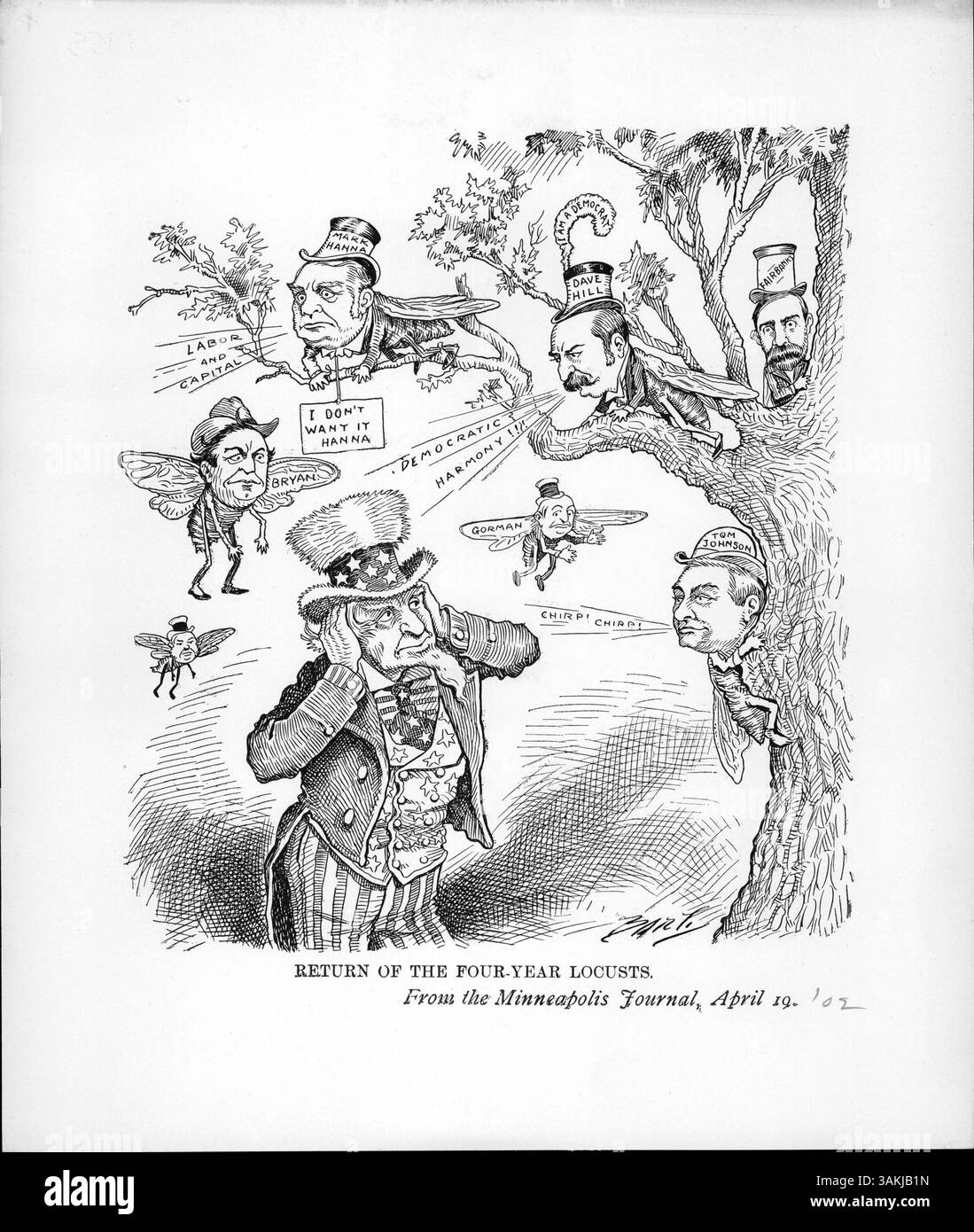 This political cartoon depicts Uncle Sam covering his ears from the ...