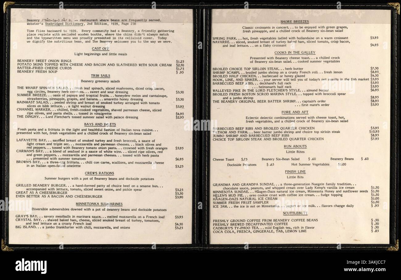 The Beanery Cafe menu offers a selection of appetizers, salads, pasta ...