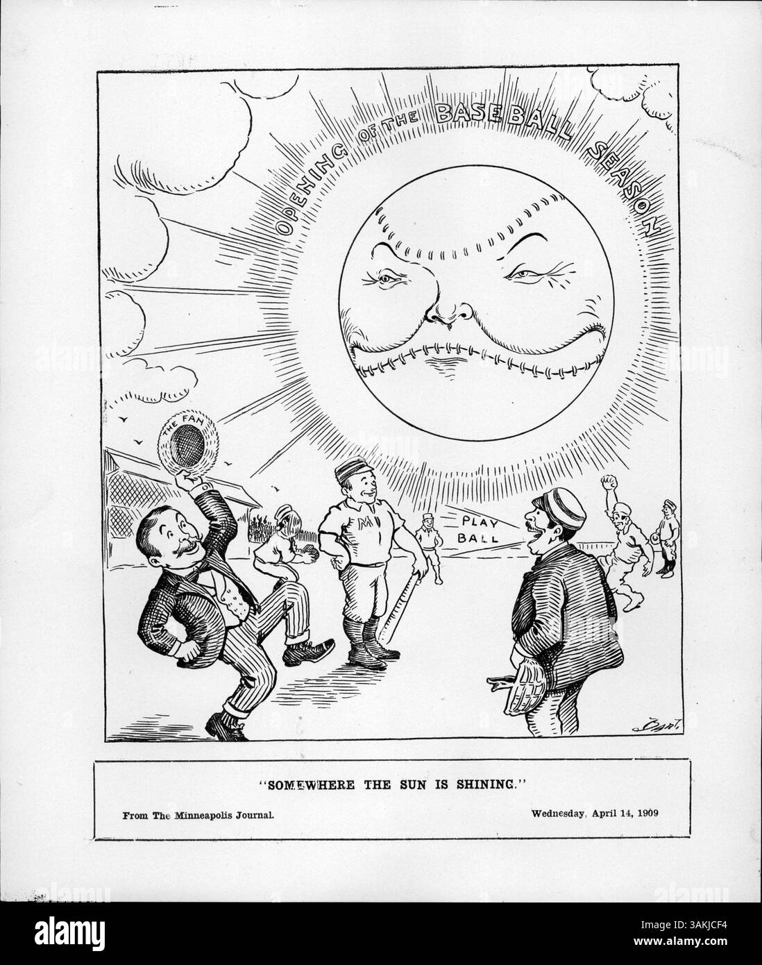 This photograph celebrates the opening of Baseball Season, where fans ...