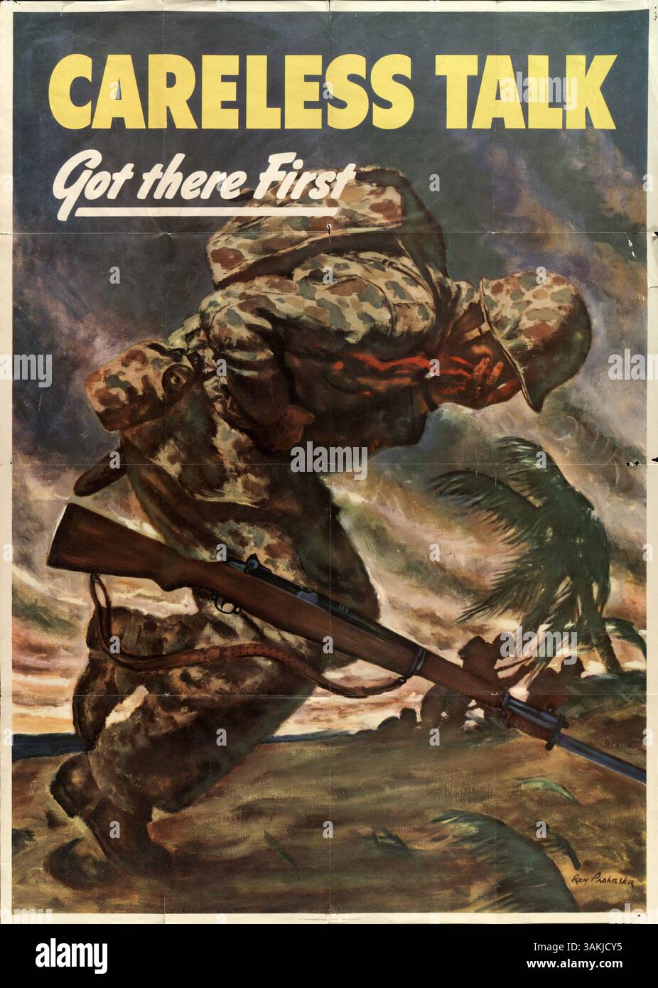 This wartime image from 1944 shows an American soldier charging up a ...