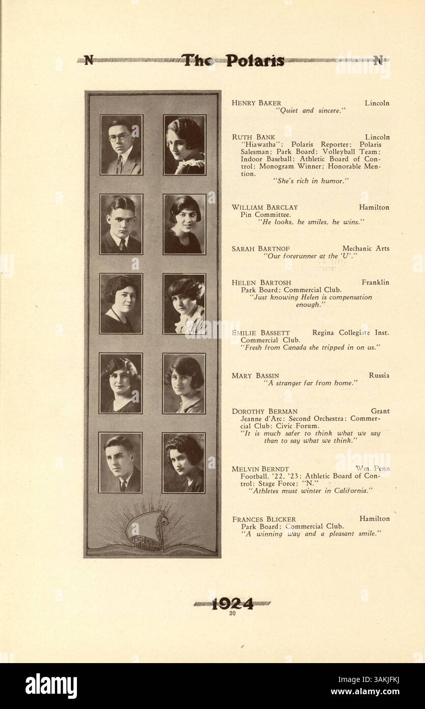 The 'Polaris' yearbook from North High in 1924 documents the events, students, teachers, and ...