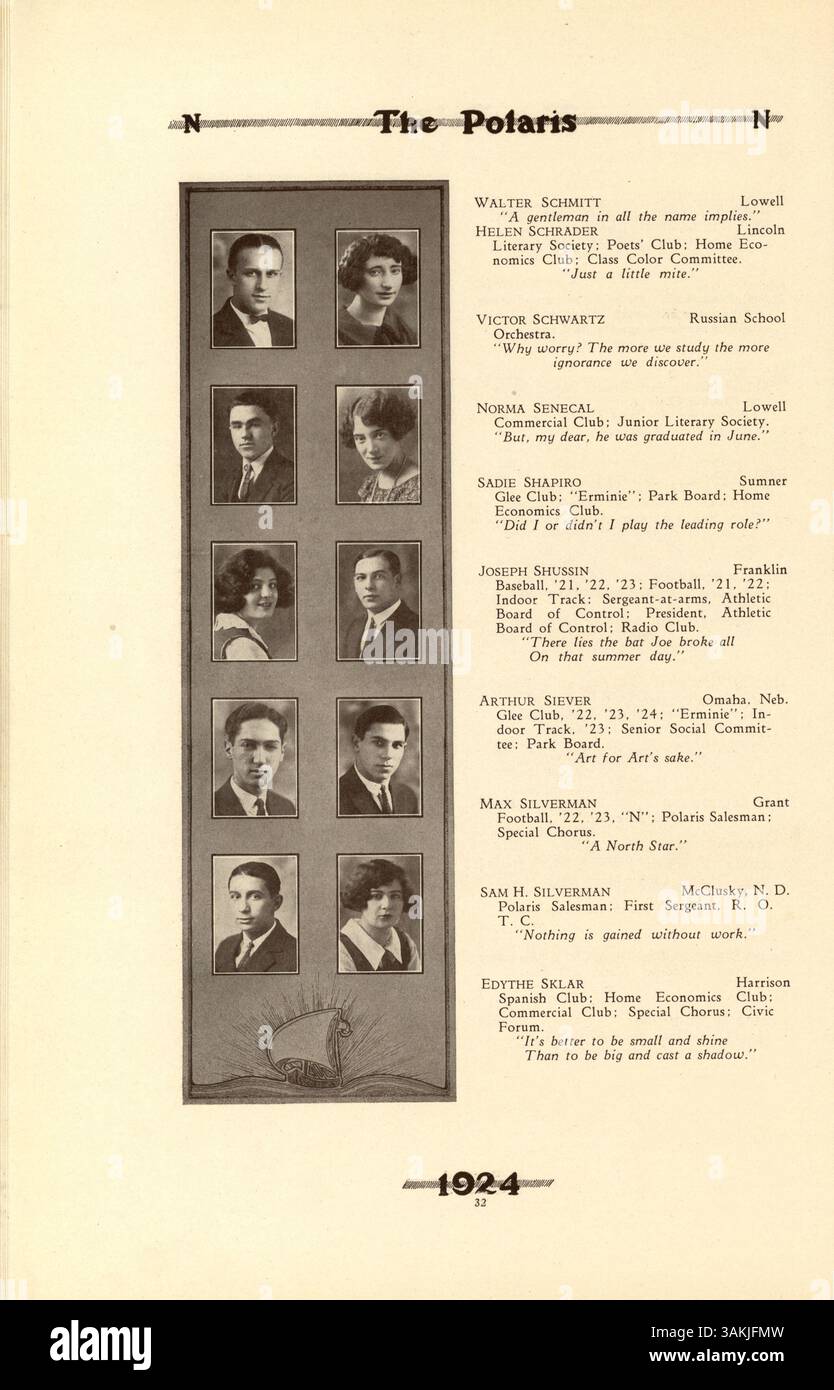 This 1924 edition of the North High Yearbook, 'Polaris', highlights the students, teachers ...