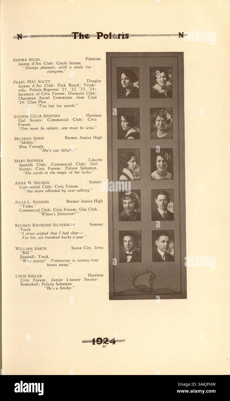 This 1924 North High Yearbook, Polaris, commemorates the students ...