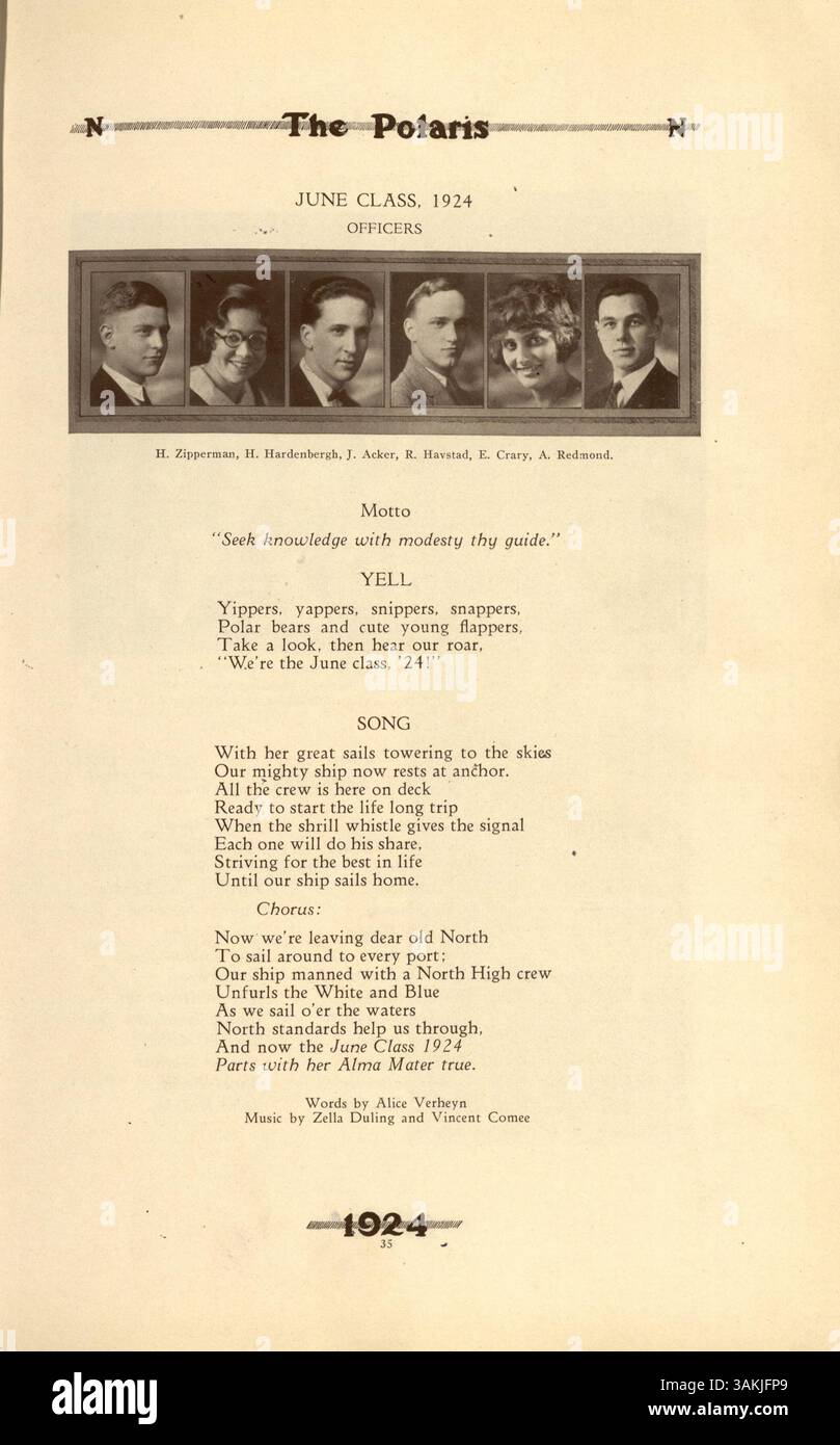 This 1924 edition of the 'Polaris' yearbook from North High documents ...