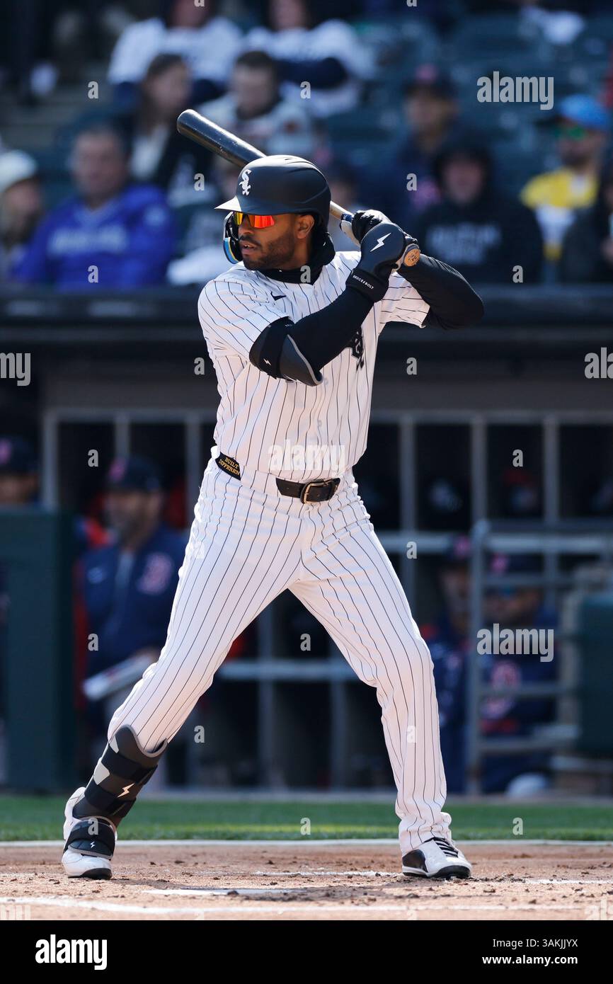 CHICAGO, IL - APRIL 12: Chicago White Sox outfielder Joshua Palacios (47) bats during an MLB ...