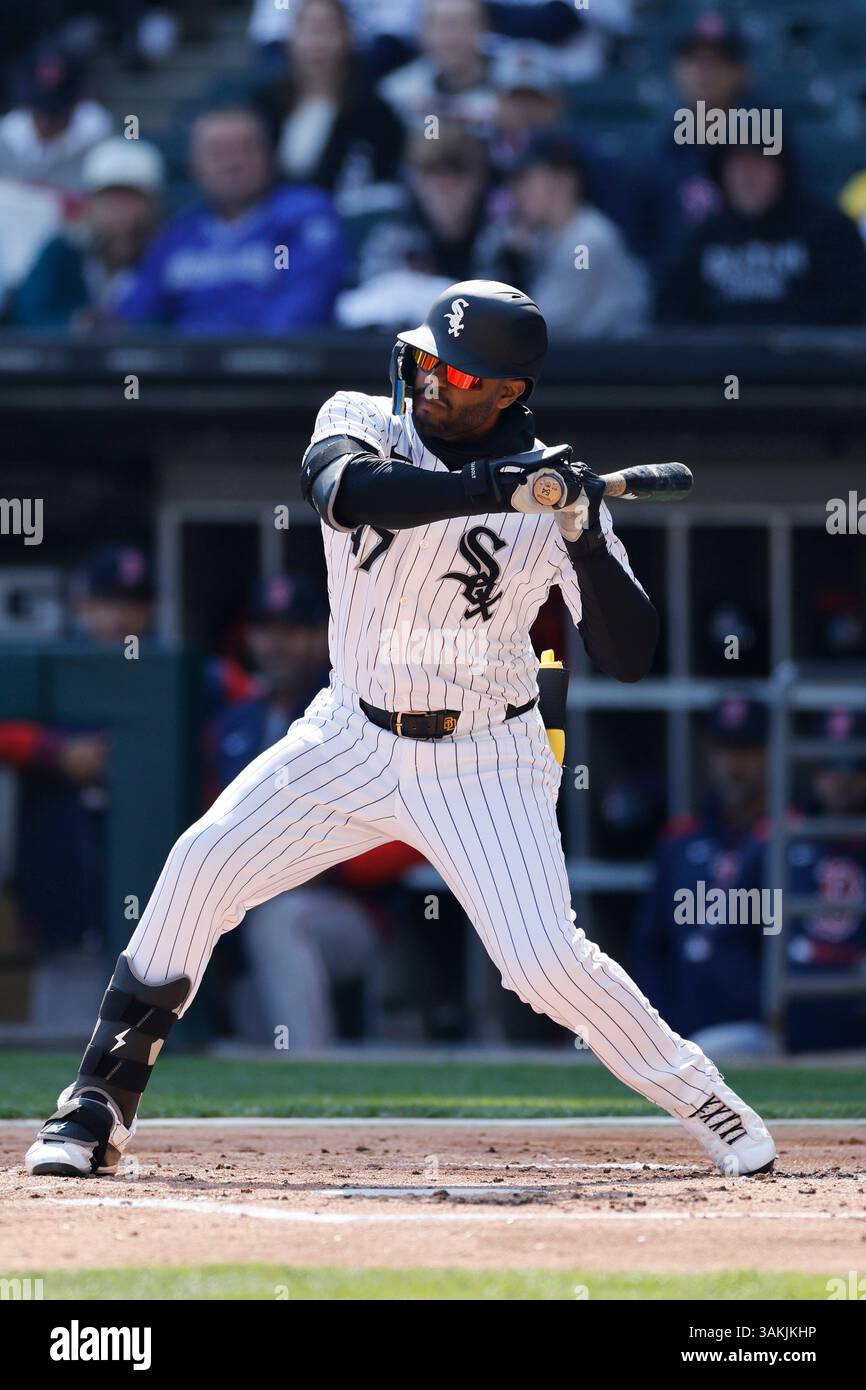 CHICAGO, IL - APRIL 12: Chicago White Sox outfielder Joshua Palacios (47) bats during an MLB ...