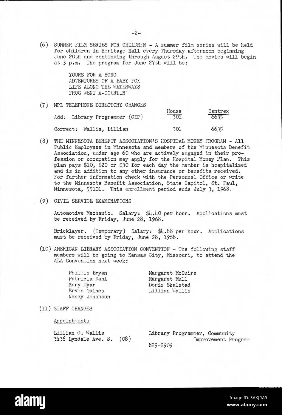 This weekly bulletin from 1968 provides Minneapolis Public Library ...