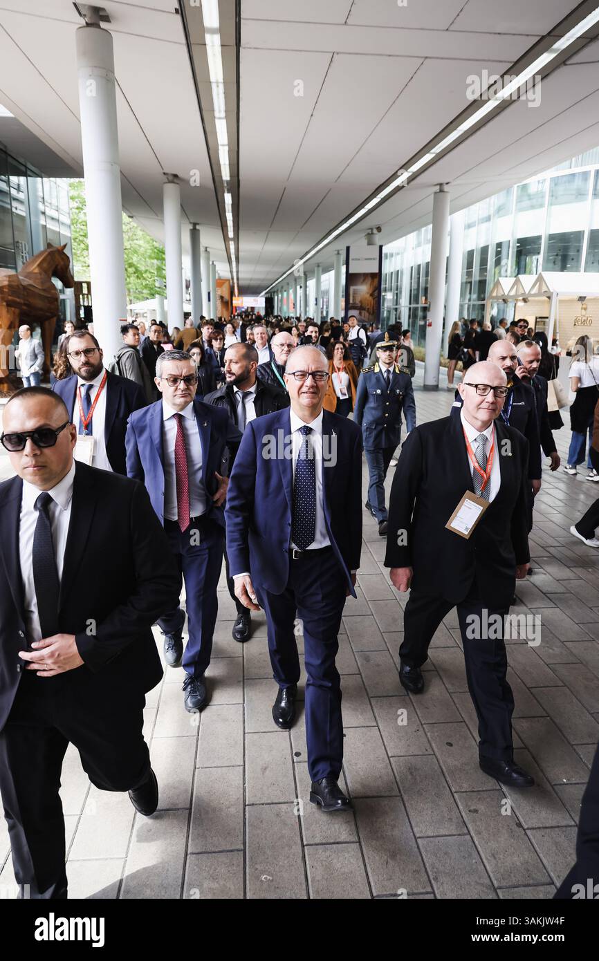 Milan, Italy. 13th Apr, 2025. Milan, Institutional visits to the Salone ...
